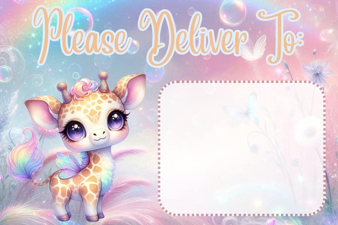 PDT Labels - Pastel Rainbow Giraffe - Etsy