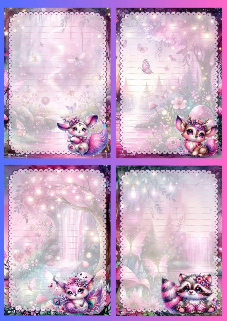 Pink Woodland Fantasy Writing Paper - Etsy