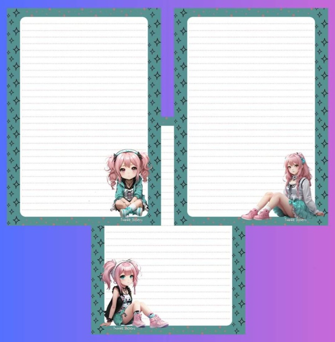 Cute Manga Girl A5 Writing Paper - Etsy