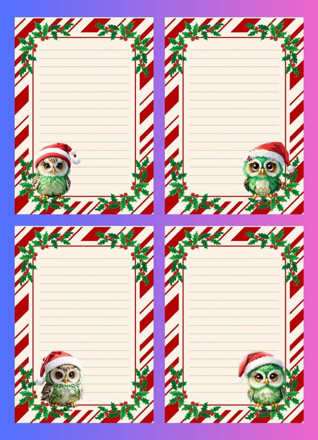 Cute Christmas Owl Writing Paper - Etsy