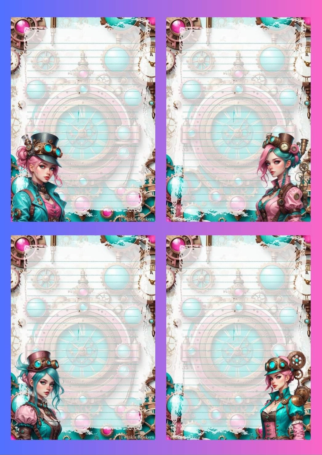 Steampunk Girls A5 Writing Paper - Etsy