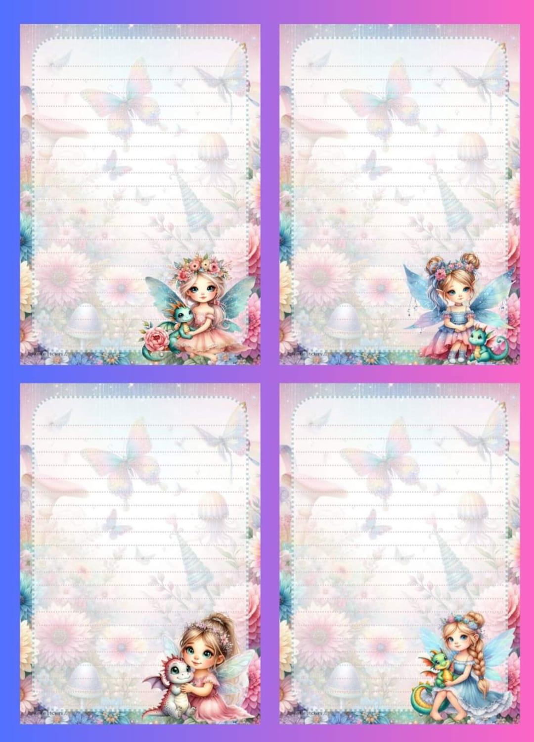 Fairies & Dragons - Writing Paper - Etsy