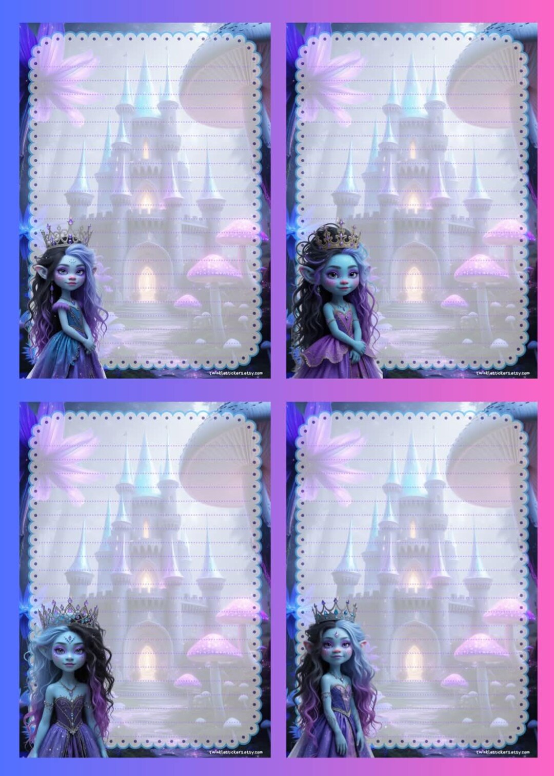 Troll Princesses - Writing Paper - Etsy