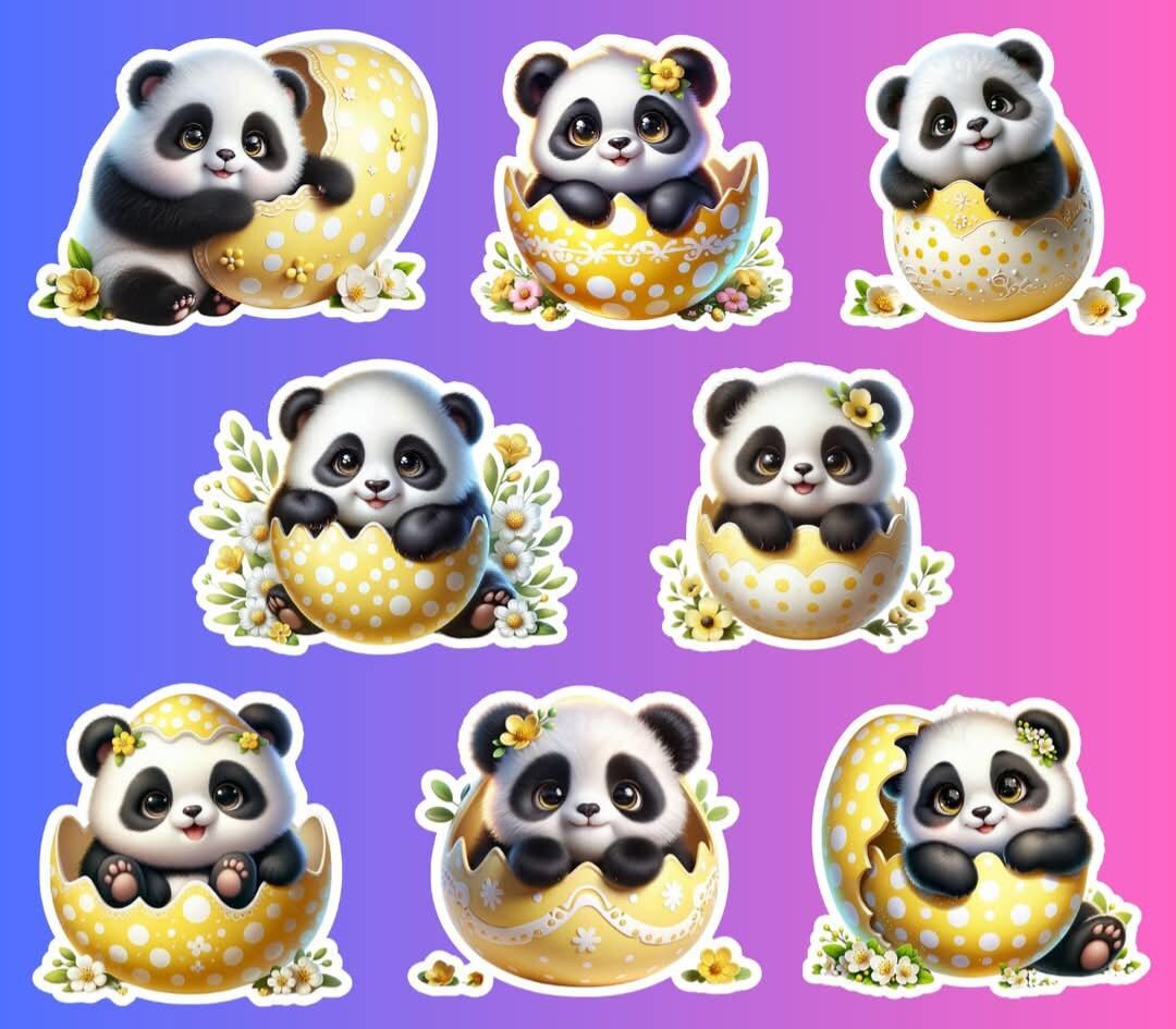 Easter Pandas - Sticker Set - Etsy