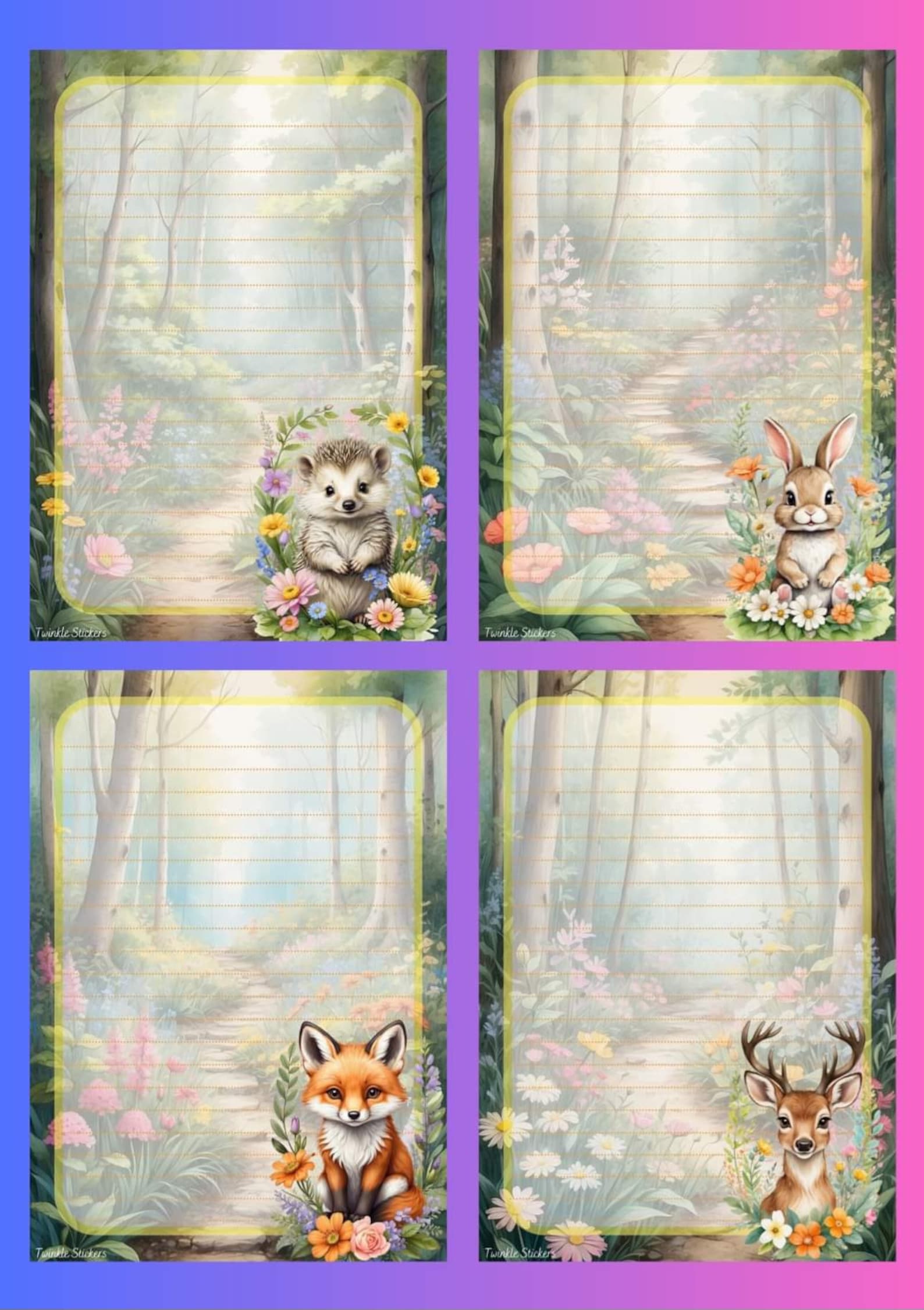 Woodland Animals A5 Writing Paper - Etsy