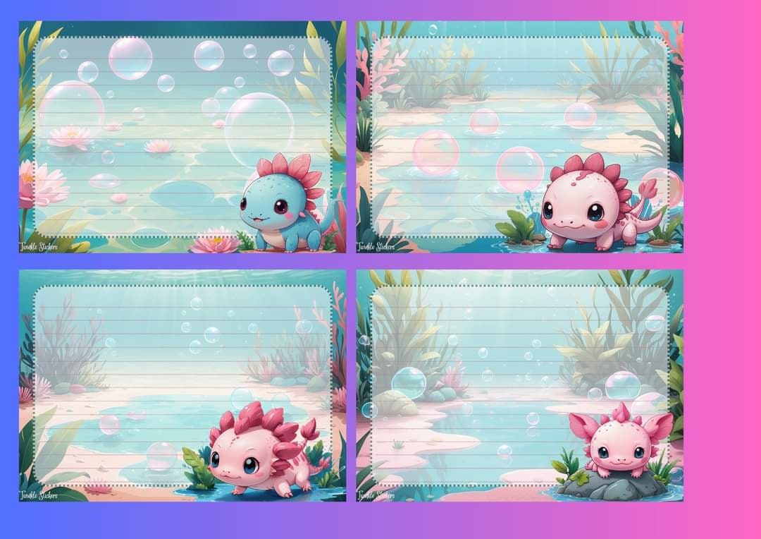 Axolotl A5 Writing Paper 1 - Etsy