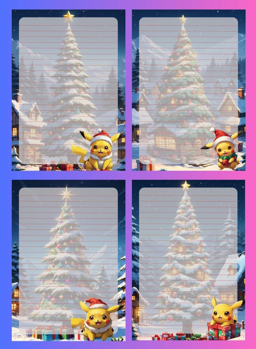 Christmas Pikachu A5 Writing Paper - Etsy