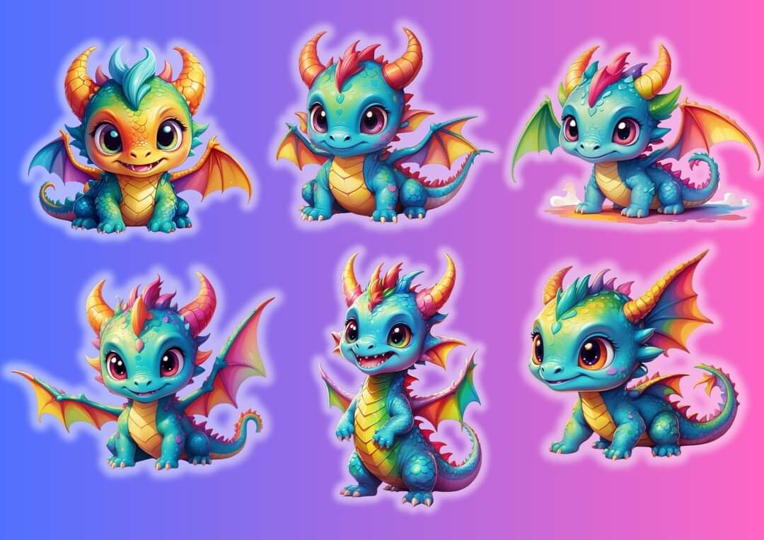 Rainbow Dragons Sticker Set - Etsy