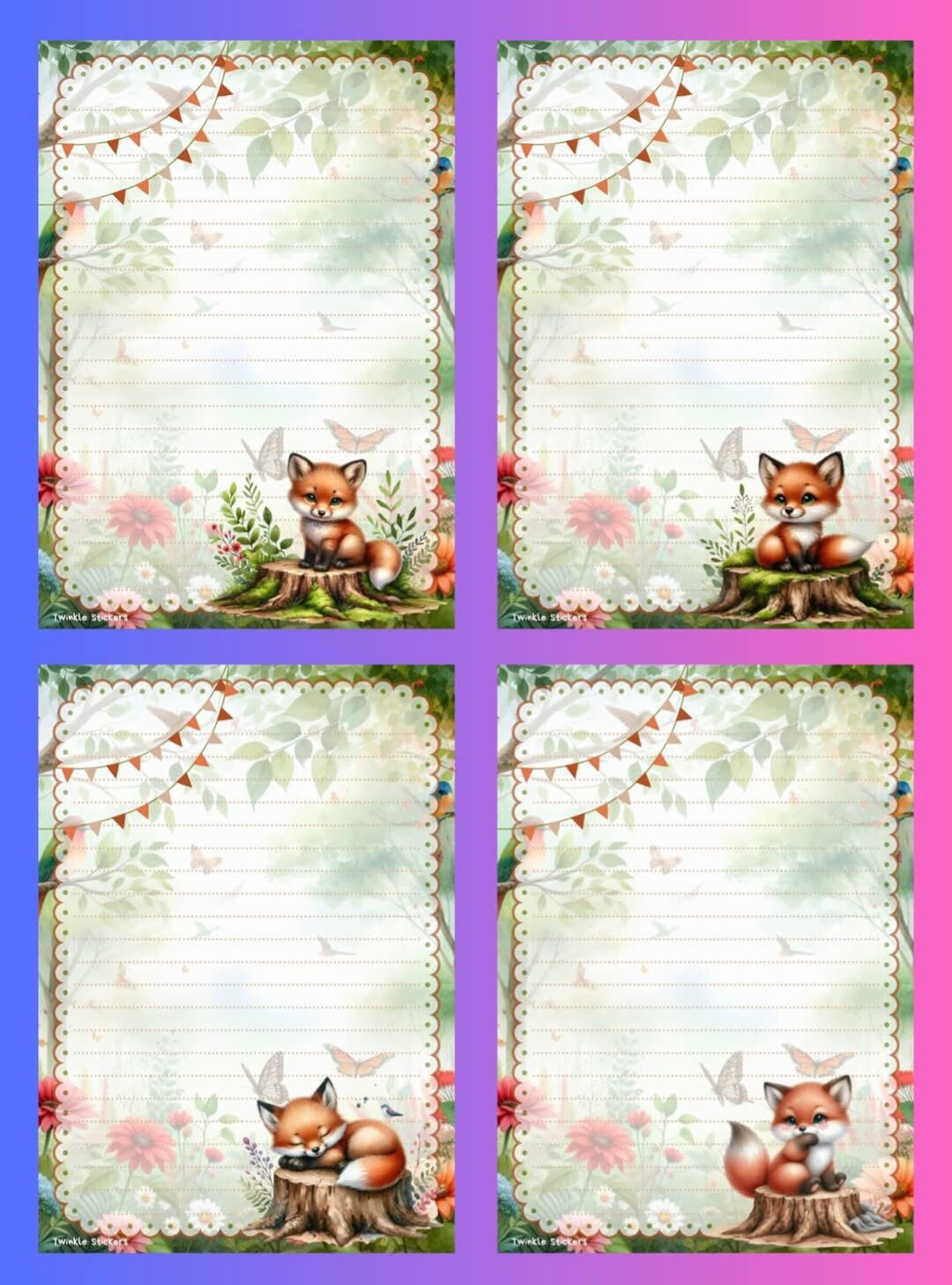 Julia's Foxes Writing Paper - Etsy
