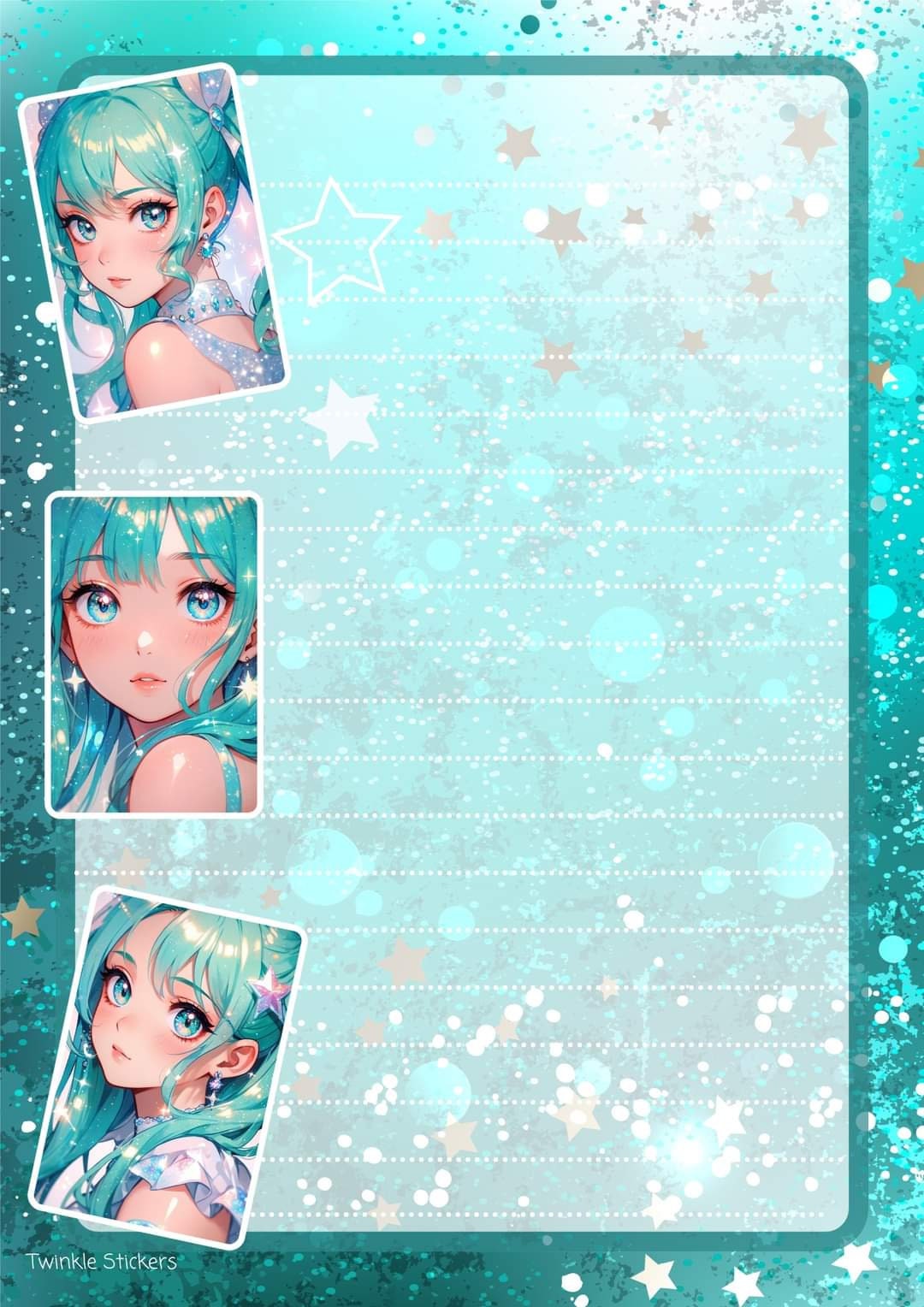 Sparkly Manga Girls A5 Writing Paper 2 - Etsy