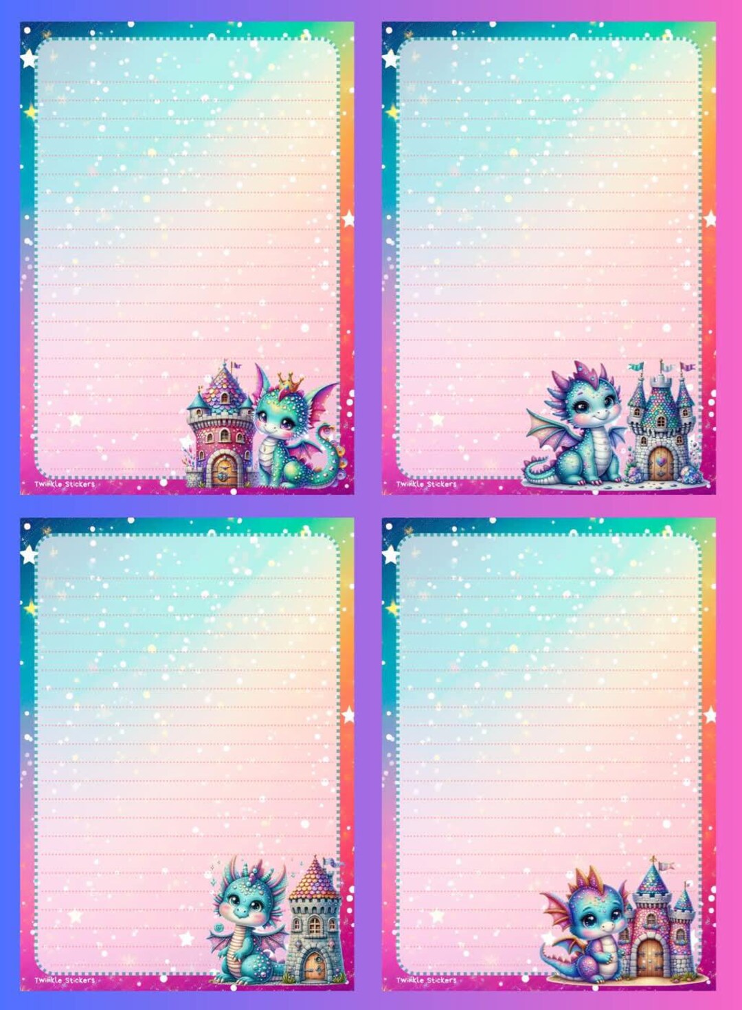 Dragons & Castles - Writing Paper - Etsy