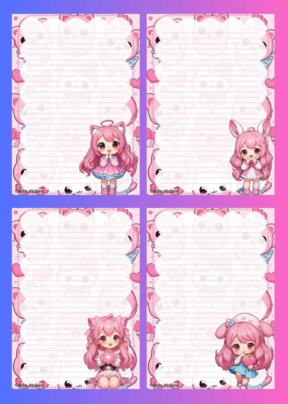 Pink Cuties A5 Writing Paper - Etsy