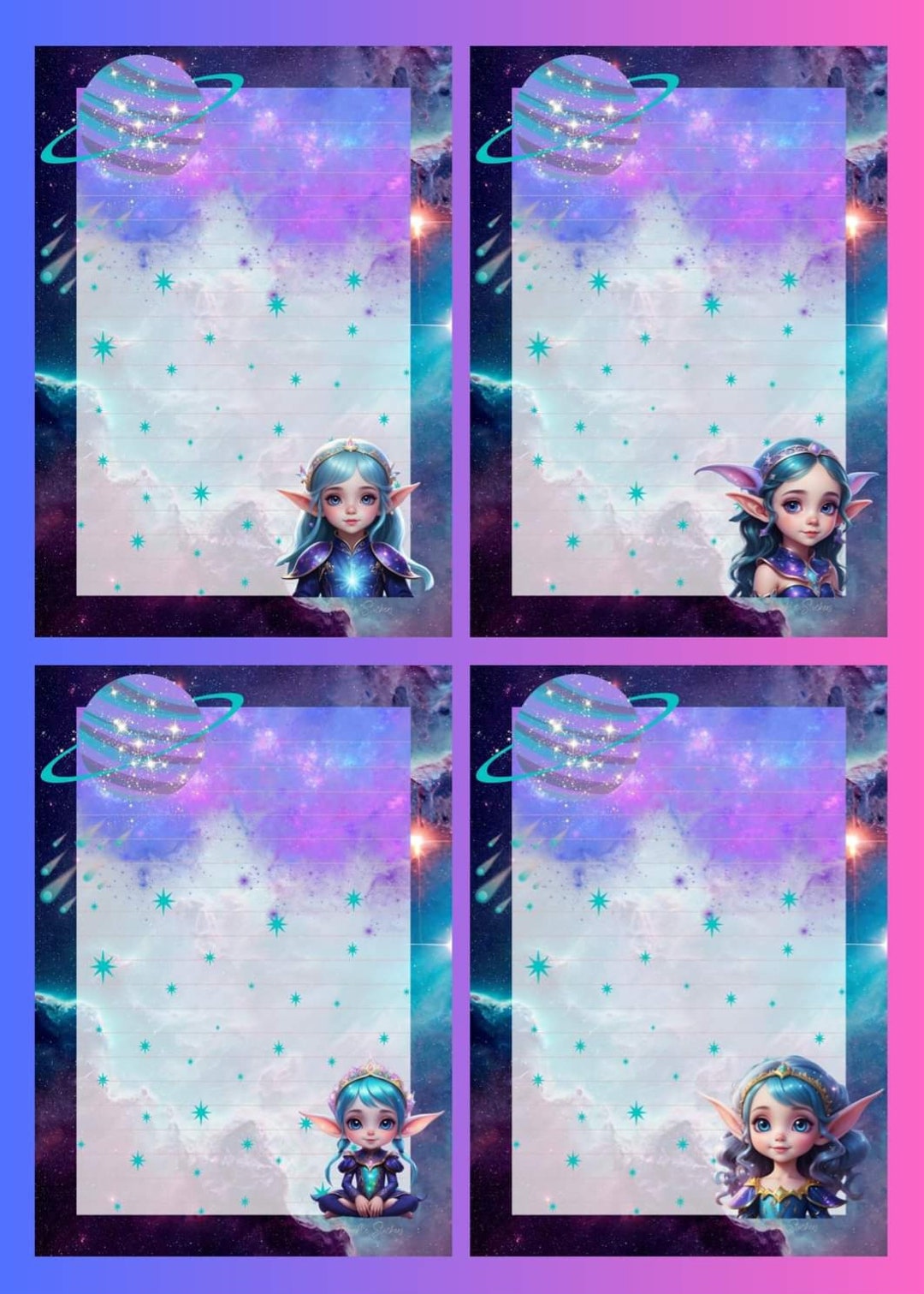 Galaxy Elves A5 Writing Paper - Etsy