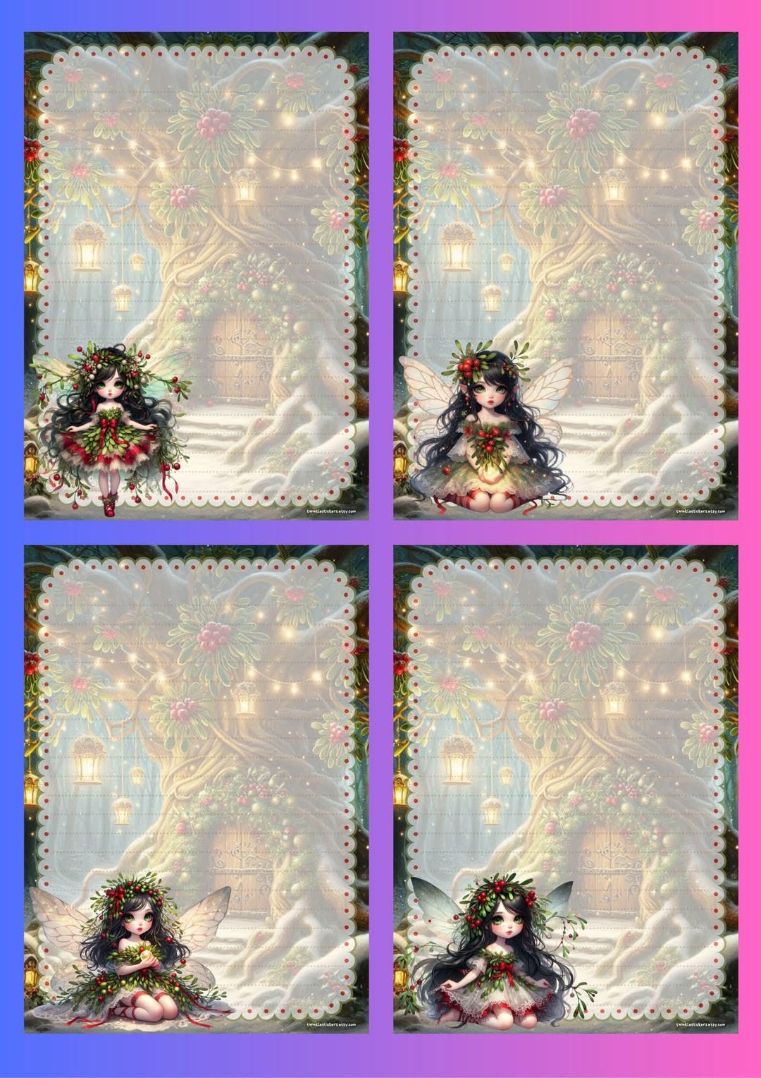 Mistletoe Fairies - Writing Paper - Etsy