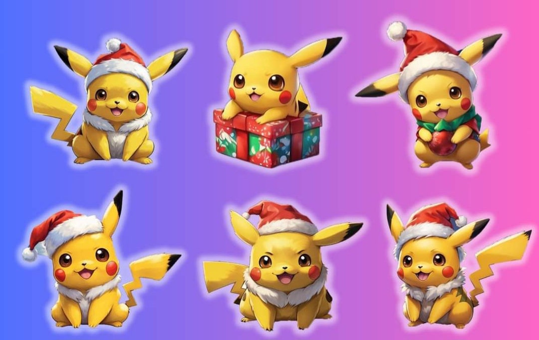 Christmas Pikachu Sticker Set - Etsy