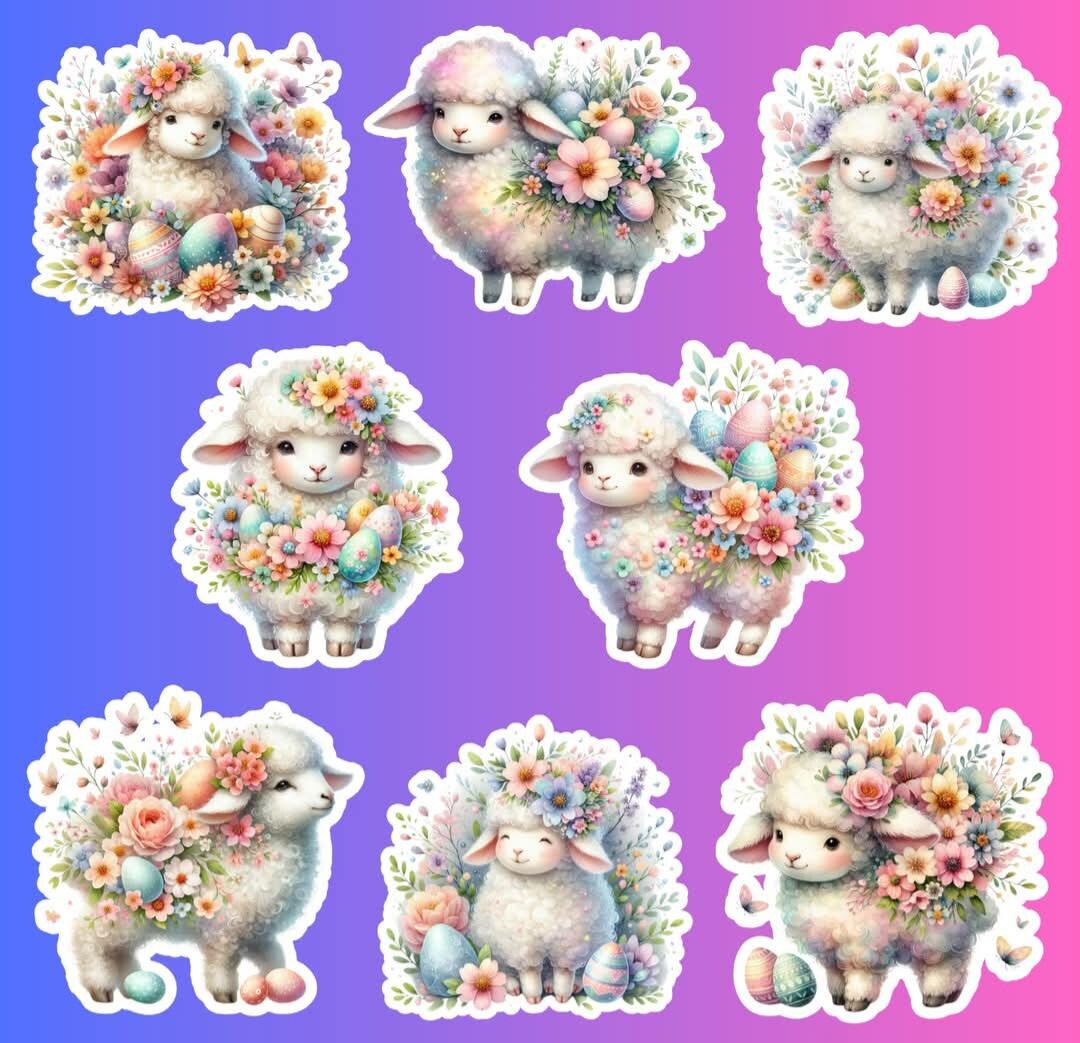 Easter Lambs - Sticker Set - Etsy