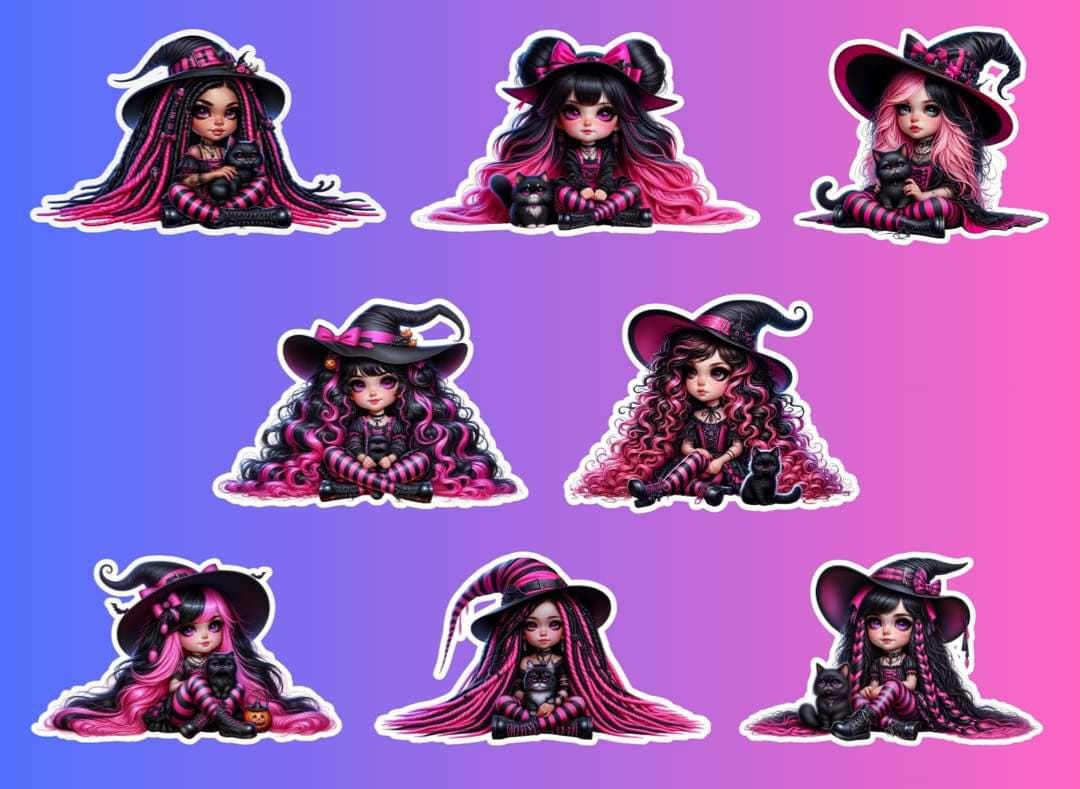Pink Chibi Witches - Sticker Set - Etsy