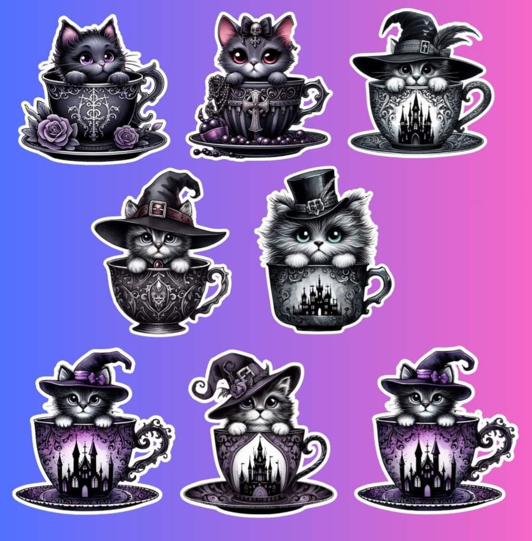 Gothic Kitties Sticker Set - Etsy