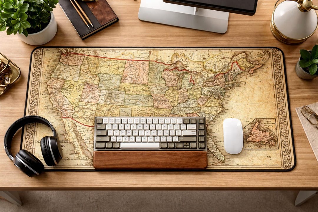 Vintage United States Map Desk Mat | Antique US Map Mouse Pad - Etsy