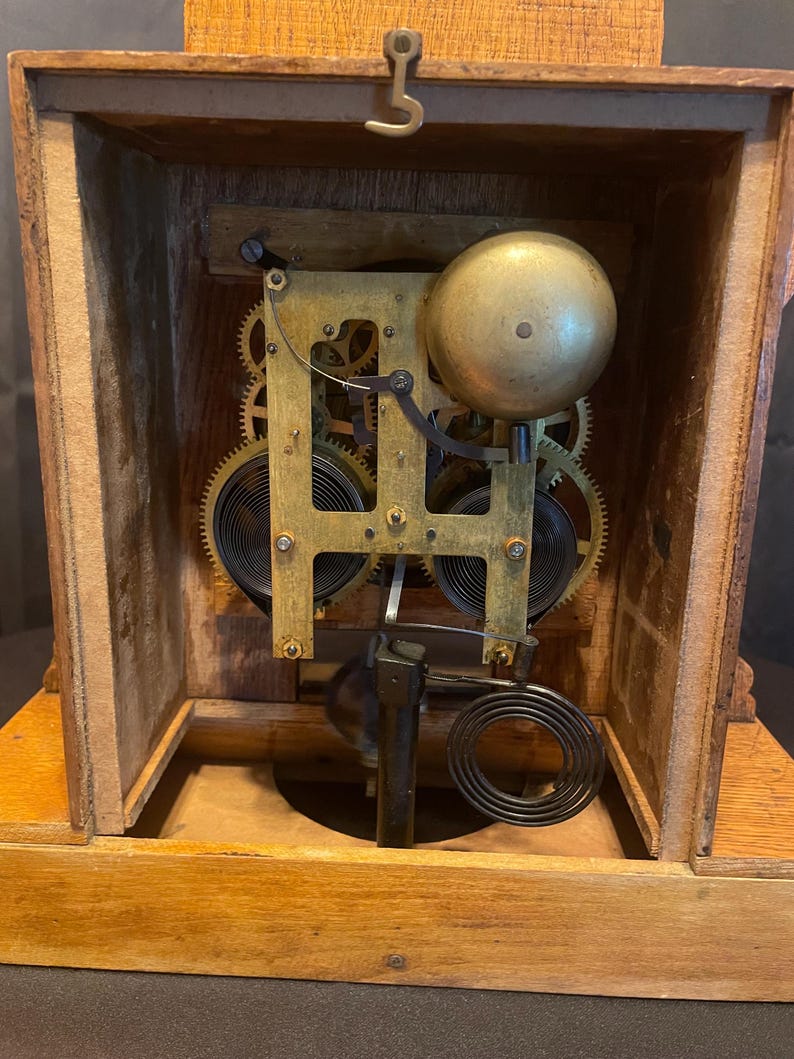 Antique Cabinet Clock Wooden Oak Case - Etsy