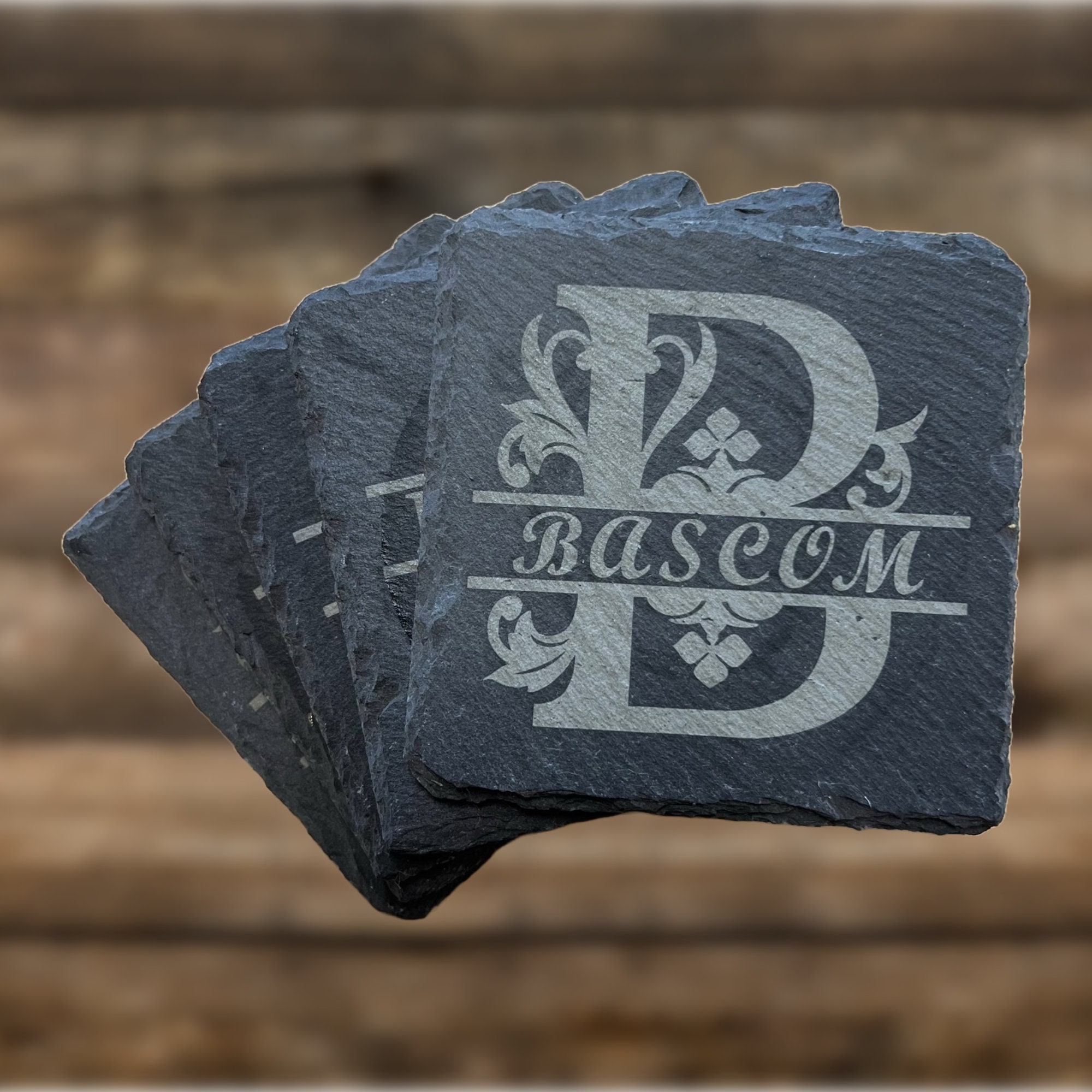 Custom Laser Engraved Slate Coasters - Etsy