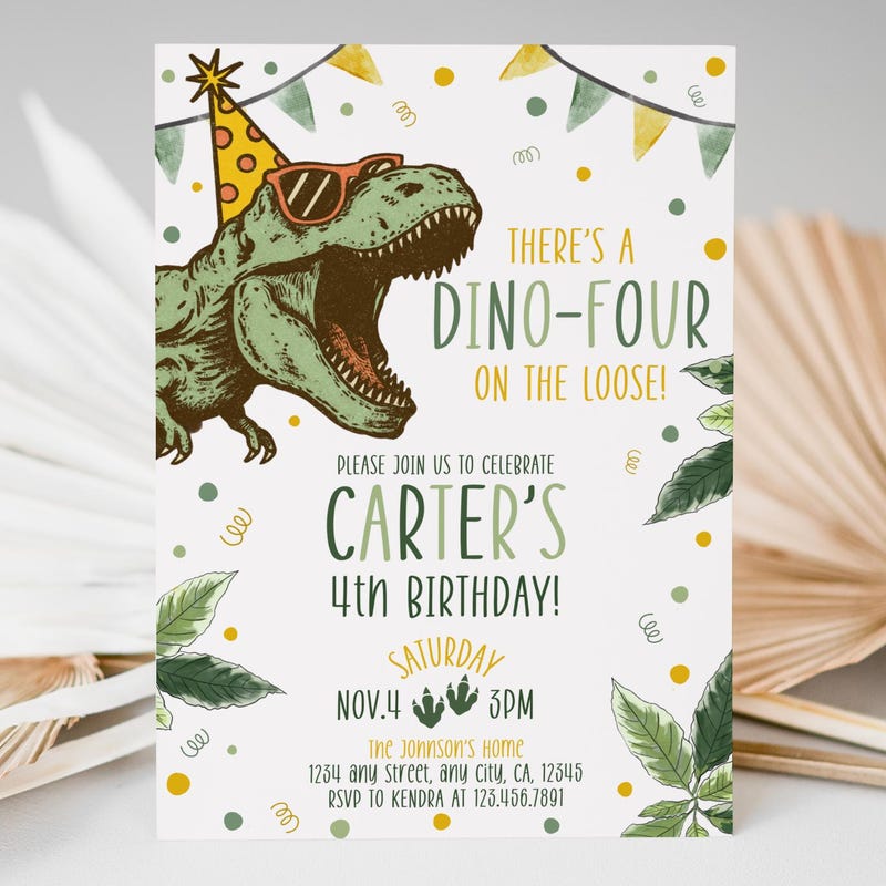 Dinosaur Invitation Card - Etsy UK