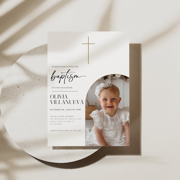 Baptism Photo Invitation - Etsy