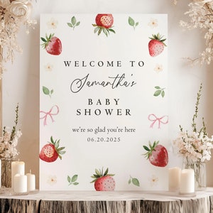 Coquette Berry Baby Shower Welcome Sign , Berry Sweet Sign Baby Shower ...
