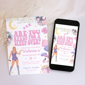 Sleepover Birthday Invitation, Music Party Invite, Eras Party ...