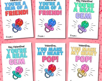 PRINTABLE Valentine Card, Ring Pop Valentine Card, Printable Classroom ...