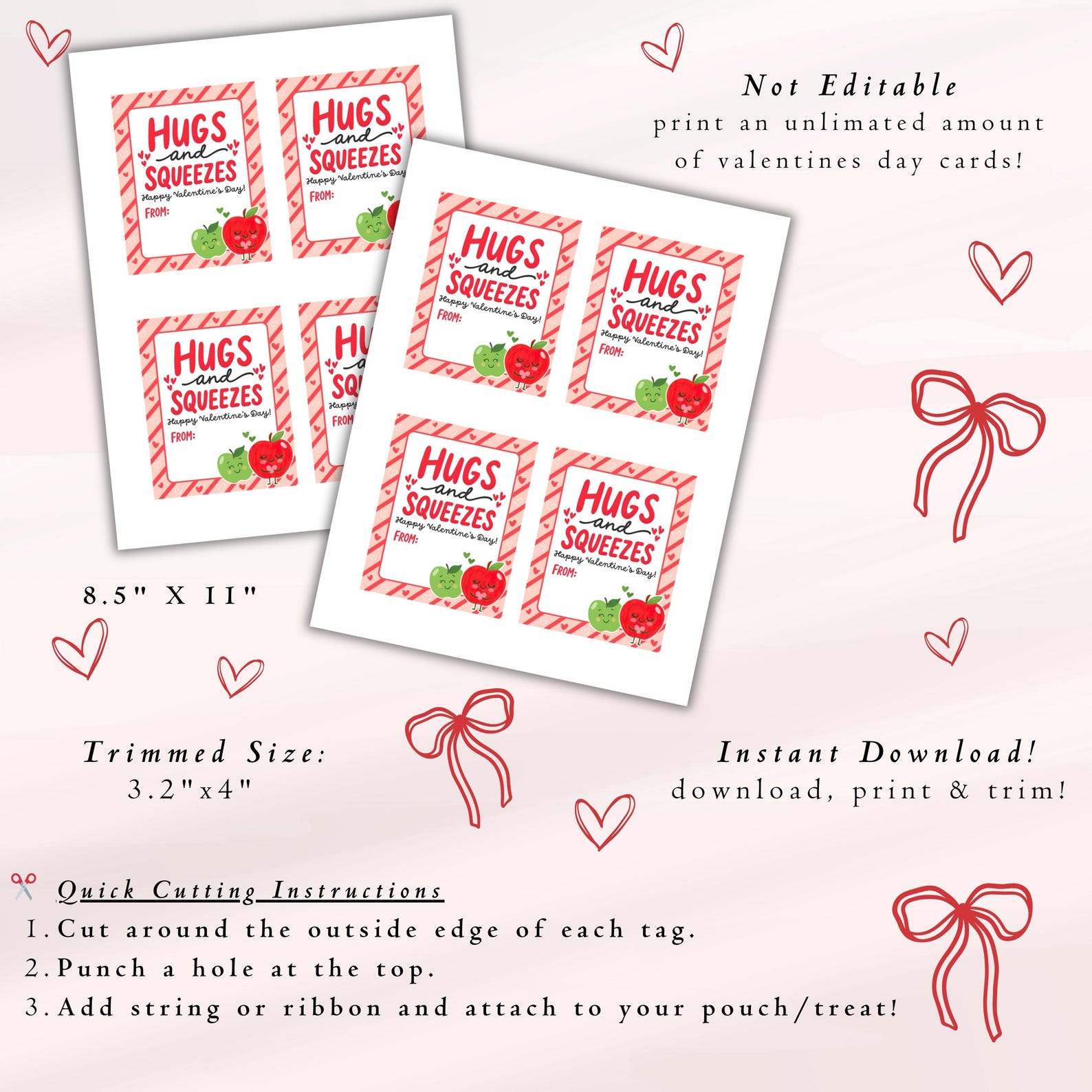 Hugs and Squeezes Valentine Printable | Squeeze Pouch Valentine Tag ...
