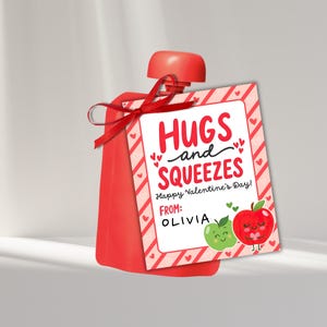 Hugs and Squeezes Valentine Printable | Squeeze Pouch Valentine Tag ...