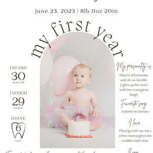 18x24 Minimalist First Birthday Milestone Template, Milestone Board ...