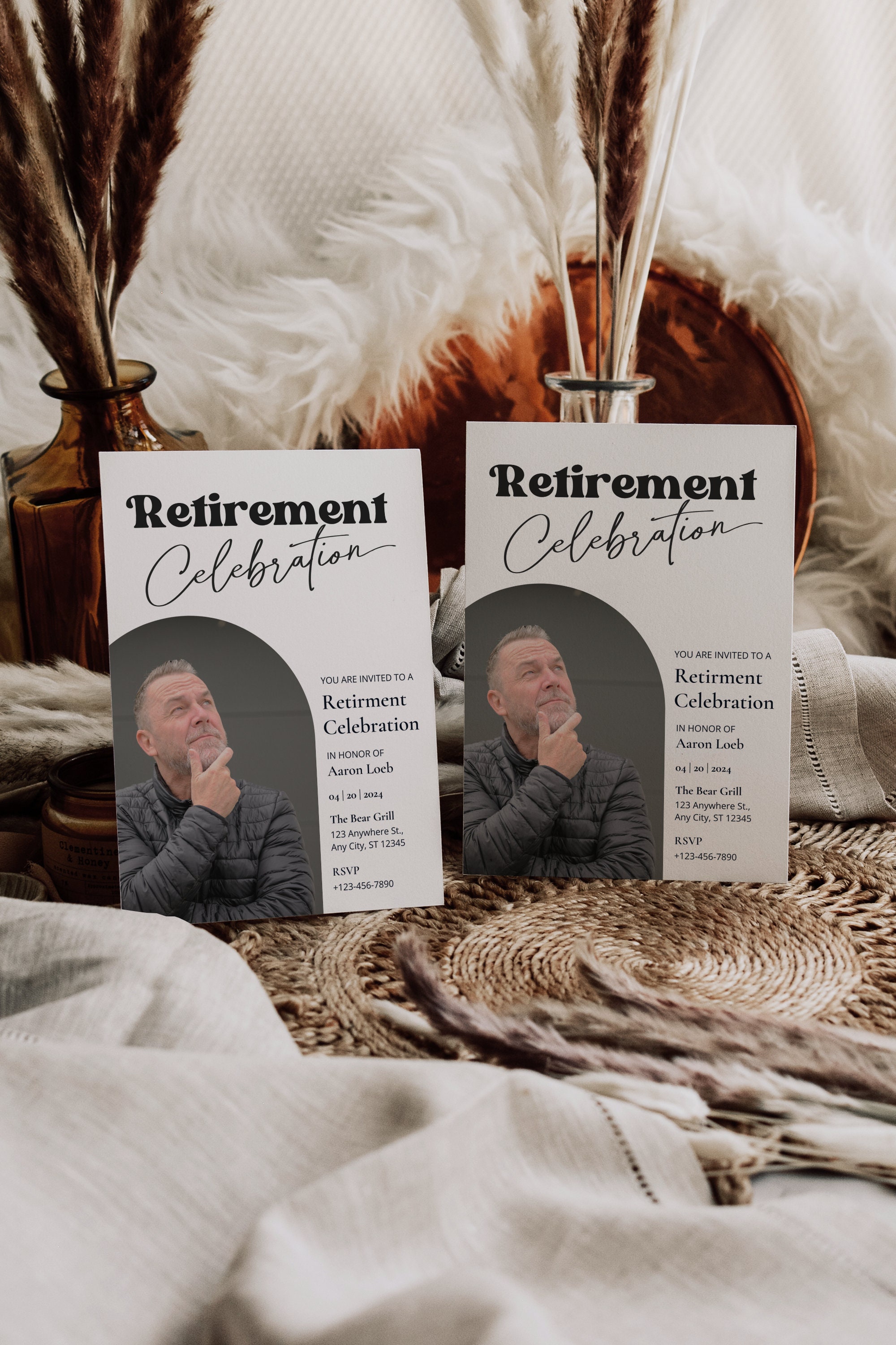 EDITABLE Retirement Party Invitation, Photo Minimalist Retirement ...