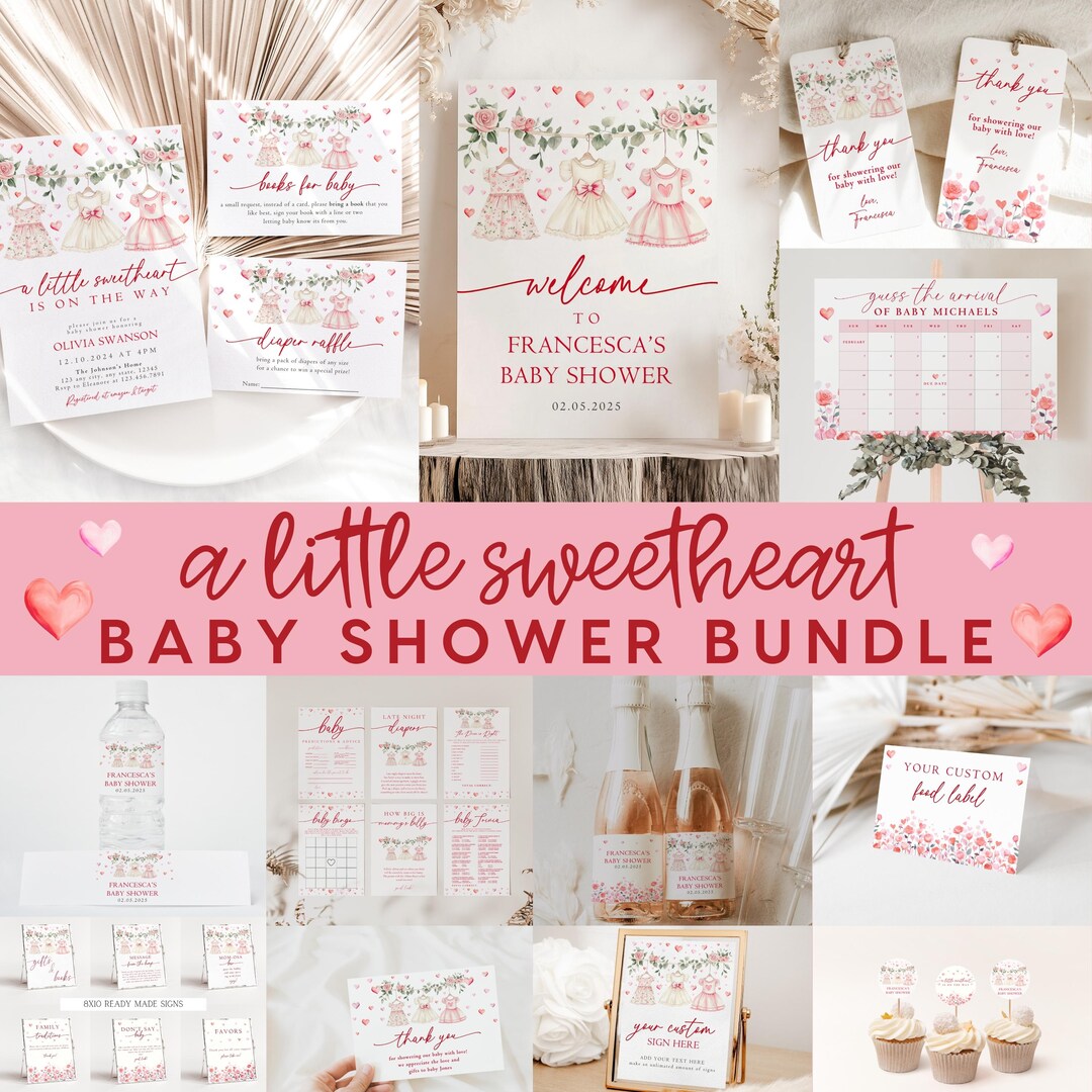 Little Sweetheart Baby Shower Bundle, Valentine's Day Baby Shower ...