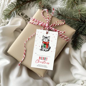 Cat Christmas Gift Tags, Editable Christmas Gift Tags Bundle Set Kitten ...