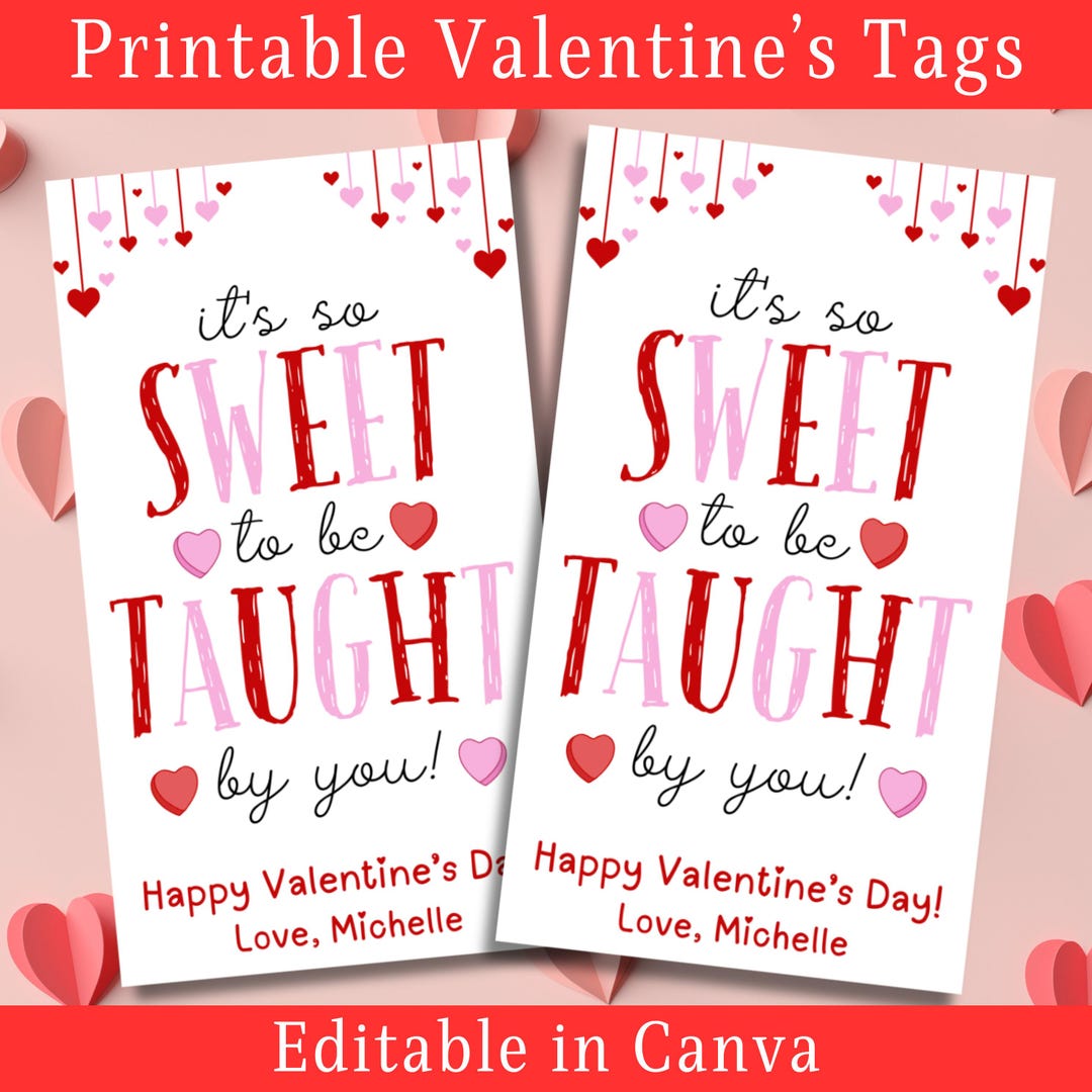 Editable Valentine Gift Tags for Teacher, Valentine Teacher Gift ...