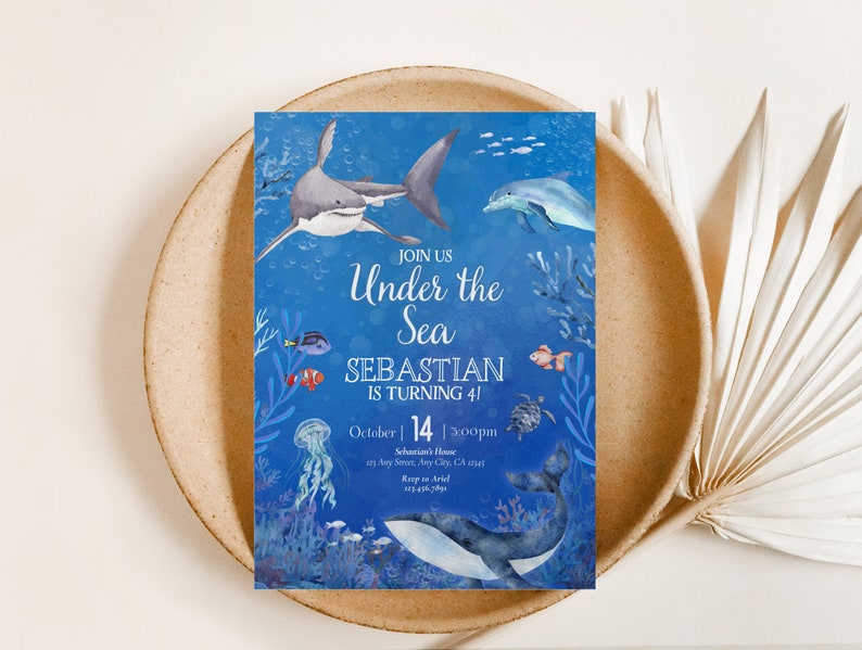 Under the Sea Birthday Invitation, Sea Animals Birthday Invite, Under ...