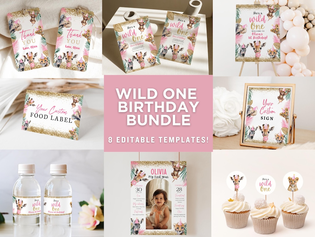 Wild One Birthday Bundle, She's a Wild One Birthday Bundle, Safari 1st ...