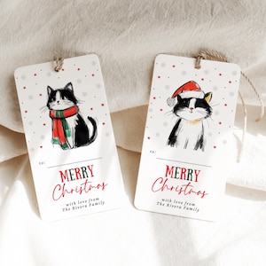 Cat Christmas Gift Tags, Editable Christmas Gift Tags Bundle Set Kitten ...