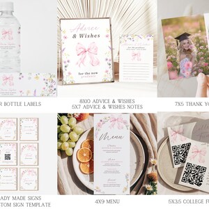 Wildflower Graduation Party Announcement Bundle, Floral Pink Bow Girl ...