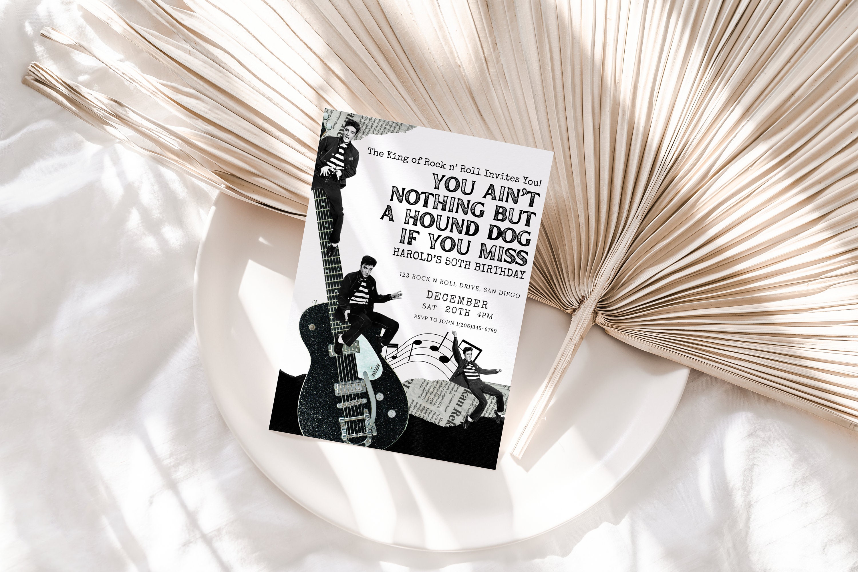 Elvis Presley Invitation, Elvis Presley Birthday Invitation, Elvis ...