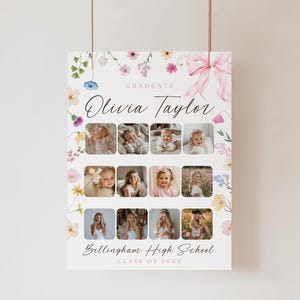 Wildflower Graduation Party Announcement Bundle, Floral Pink Bow Girl ...