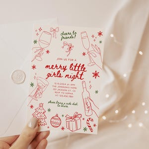 Christmas Girls Night in Invite, Holiday Christmas Bow Party Invite ...