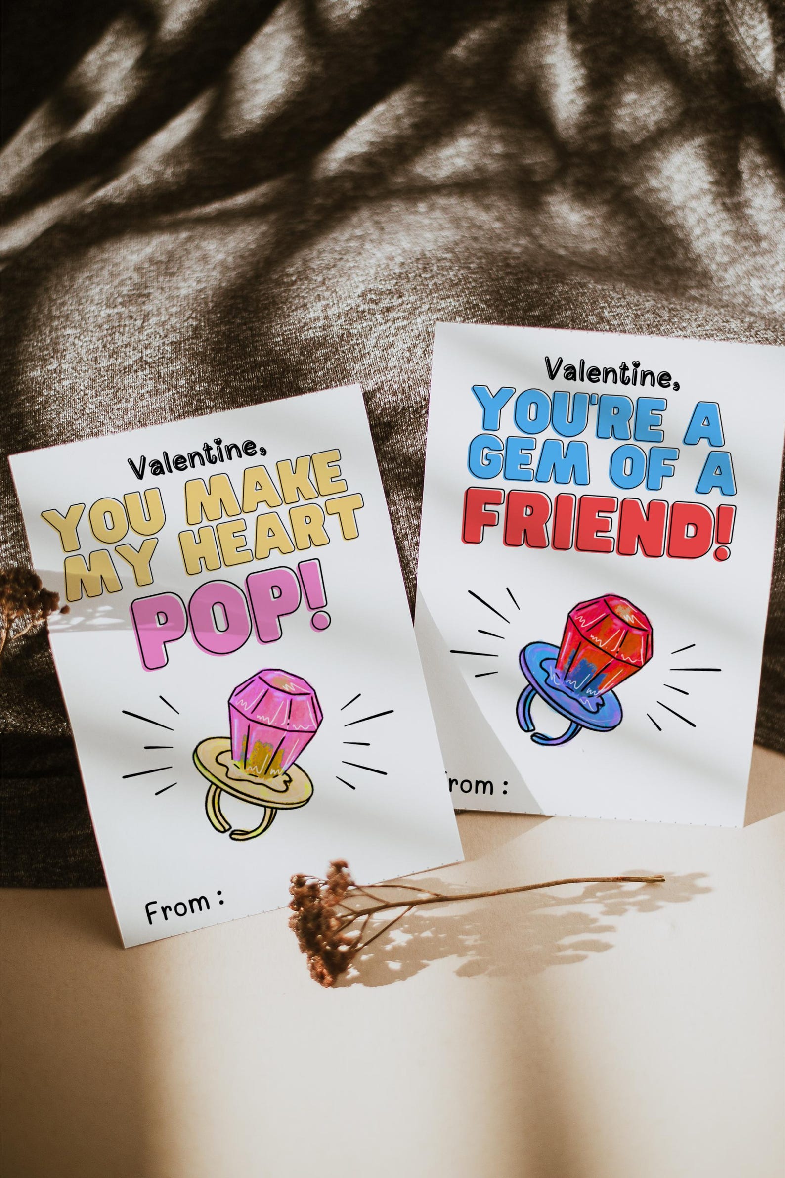 PRINTABLE Valentine's Day Cards, Ring Pop Valentine Card, Printable ...