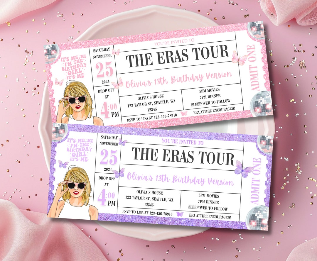 Surprise Music Ticket Stub, Birthday Invite, Eras Concert Keepsake ...