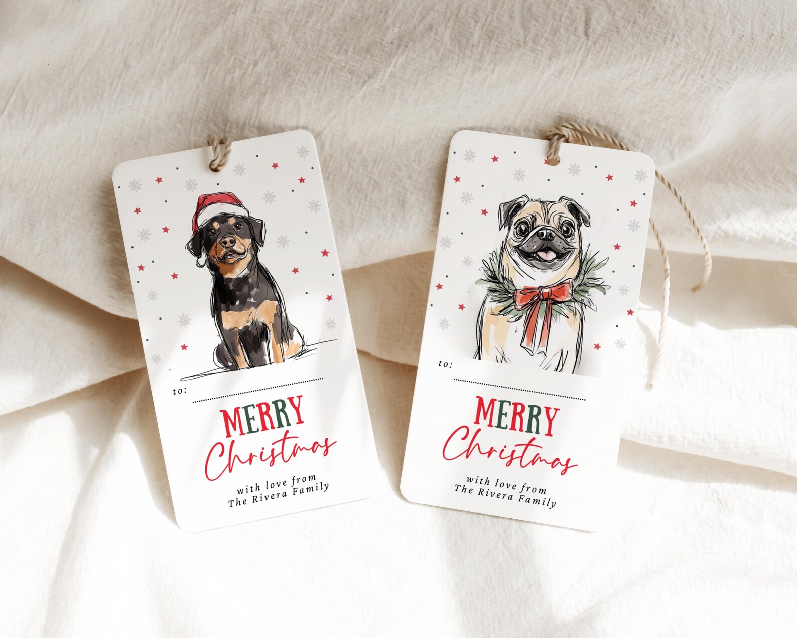 Dog Christmas Gift Tags, Editable Christmas Gift Tags Bundle Set ...