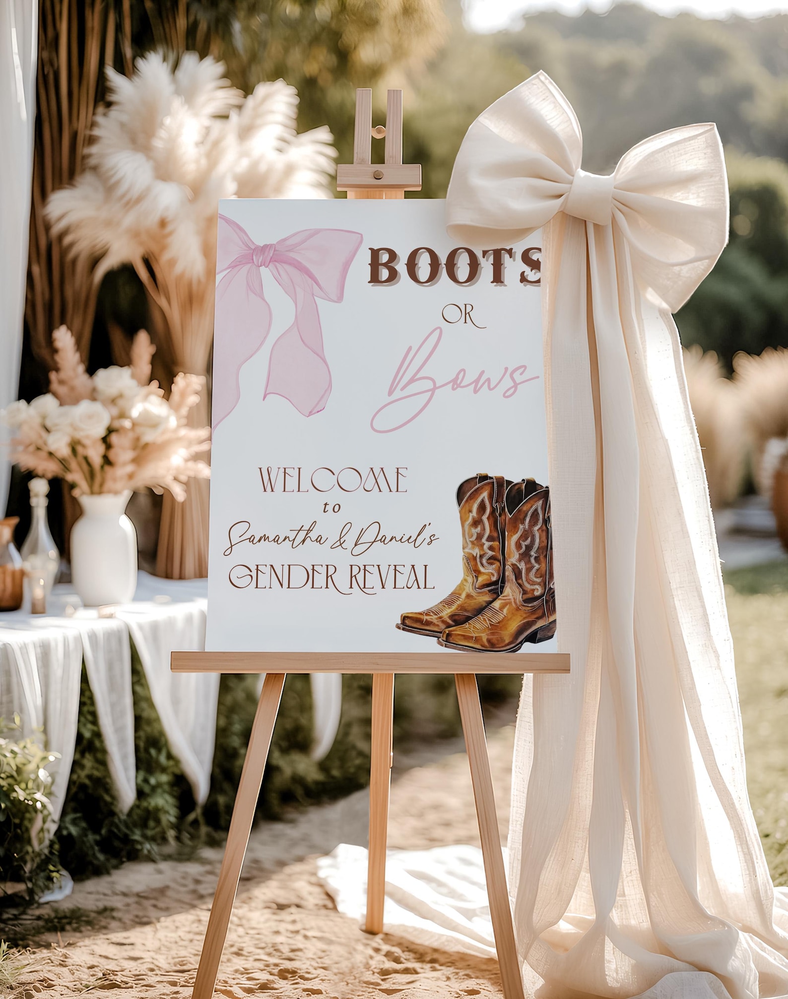Editable Western Boots or Bows Gender Reveal Welcome Sign Template ...