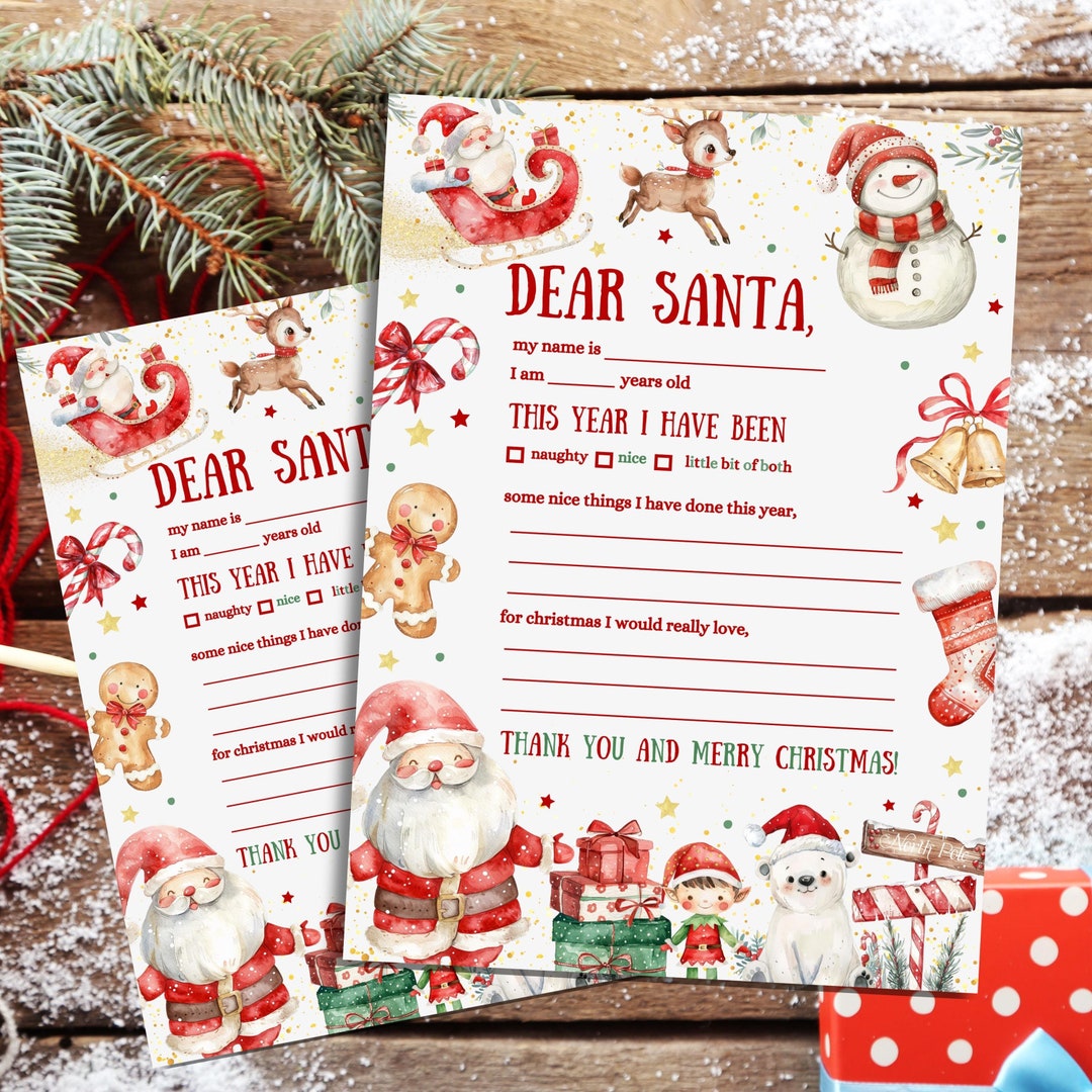 Letter to Santa, Kids Letters to Santa, Holiday Printable Letter to ...