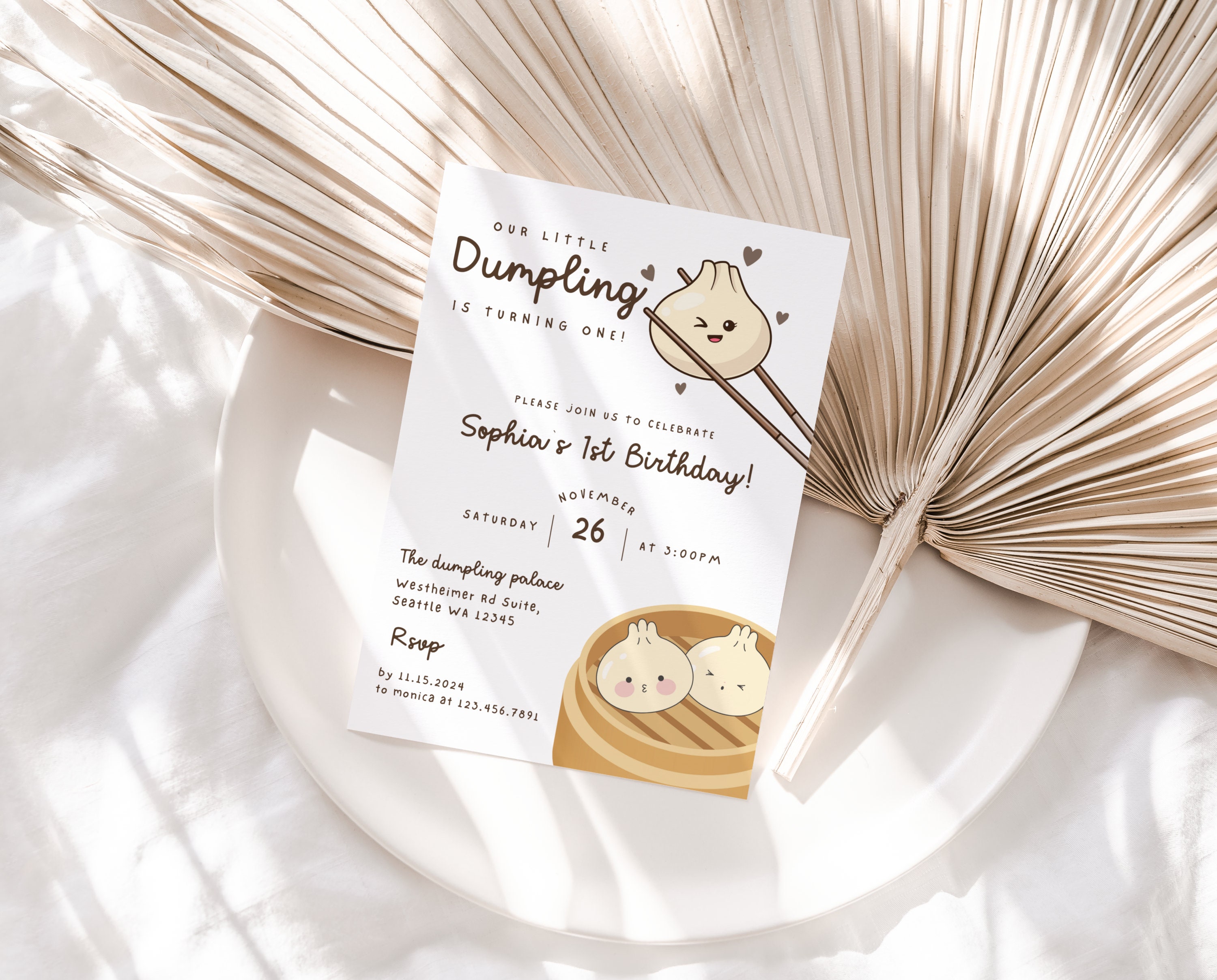 Dumpling Birthday Invitation, Dumpling Invite, Dumpling Birthday Decor ...